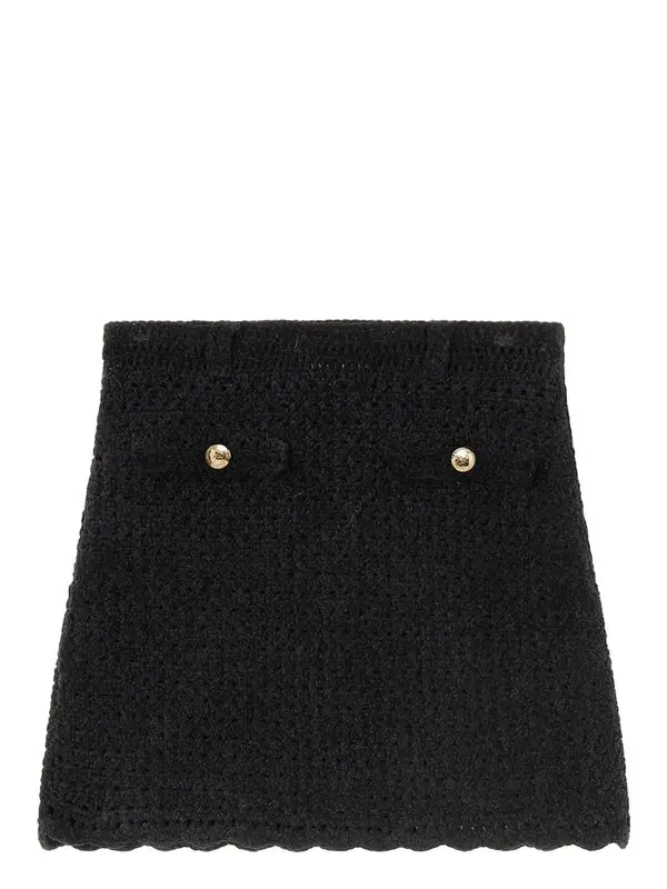 GANNI Crochet Mini Skirt - Black