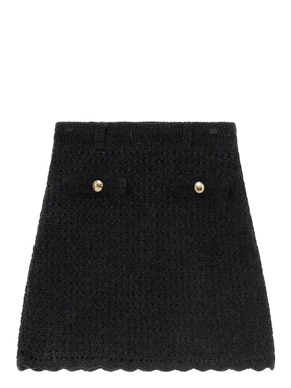 GANNI Crochet Mini Skirt - Black