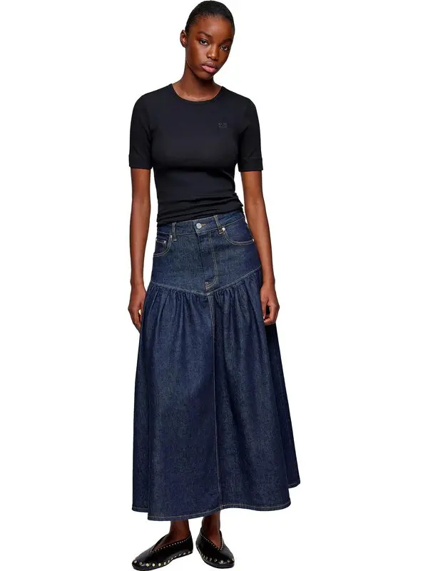 GANNI Asymmetrical Skirt - Navy
