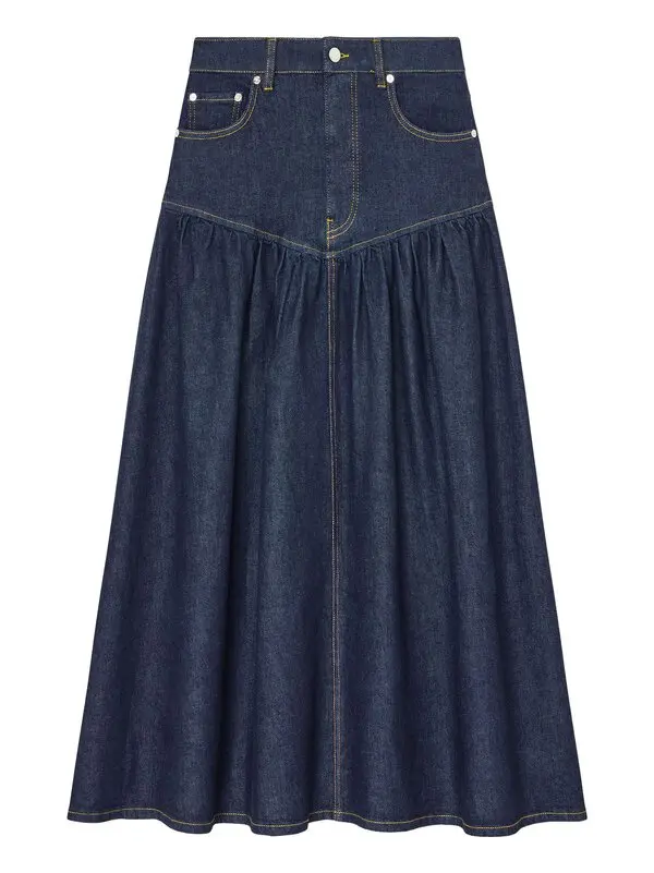 GANNI Asymmetrical Hem Skirt - Navy