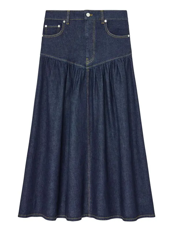 GANNI Asymmetrical Hem Skirt - Navy