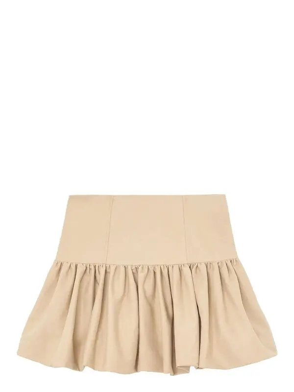 GANNI Ruched Hem Mini Skirt - Warm Sand