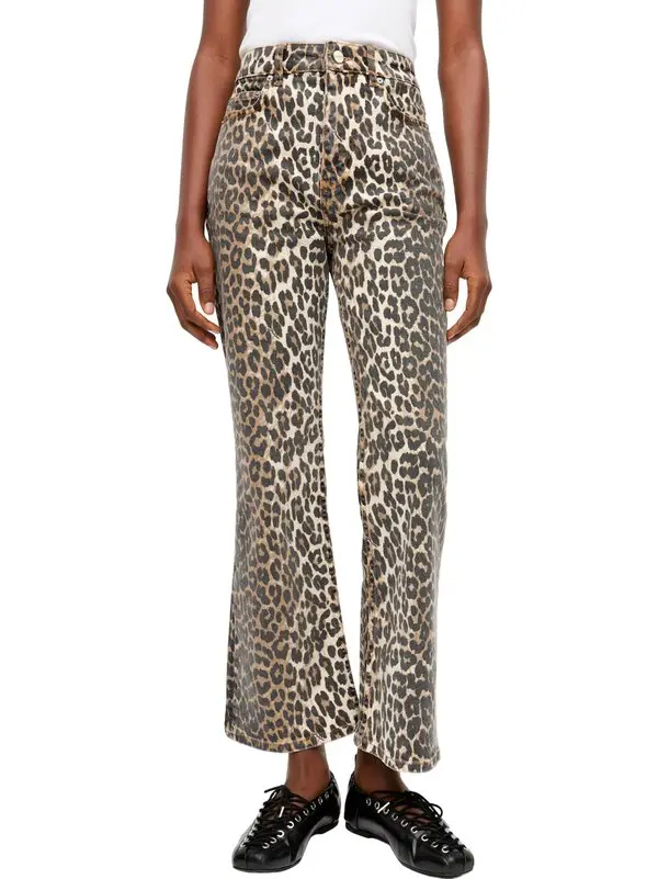 GANNI Leopard Betzy Bootcut Jeans - Mixed