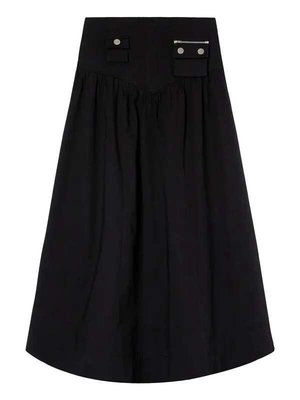 GANNI Long Cotton Skirt - Black