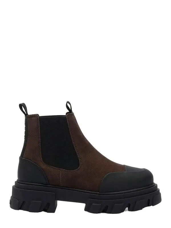 GANNI Cleated Low Chelsea Boots - Brown