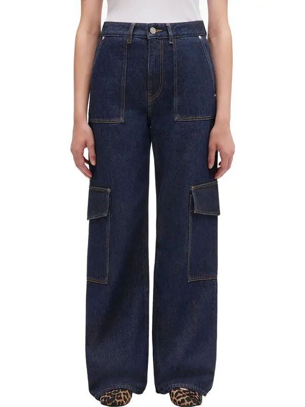 GANNI High-rise Straight Jeans - Navy