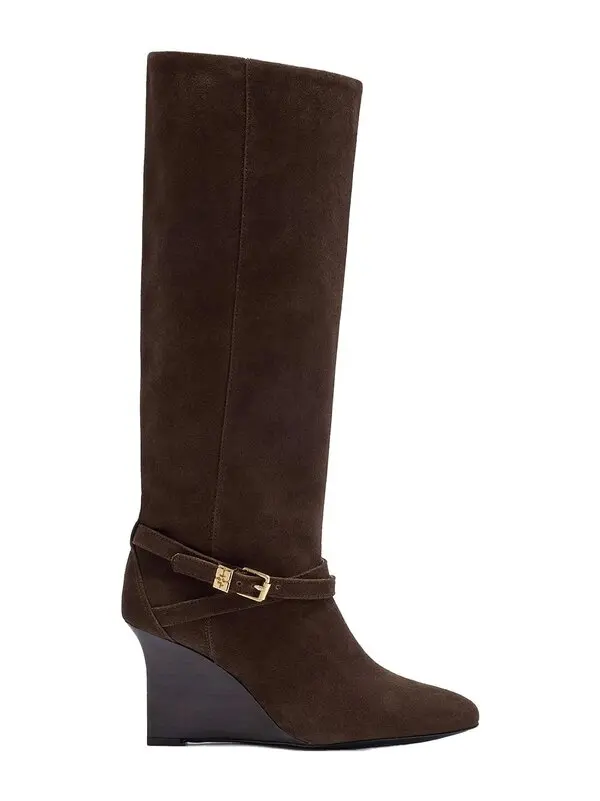 GANNI Kat High Boot Wedge Heel Boots - Brown