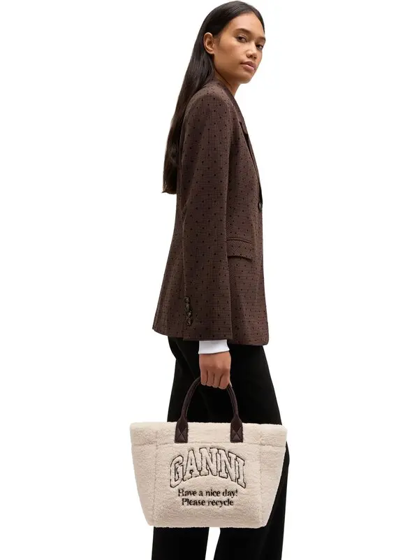 GANNI Shearling Small Tote - White