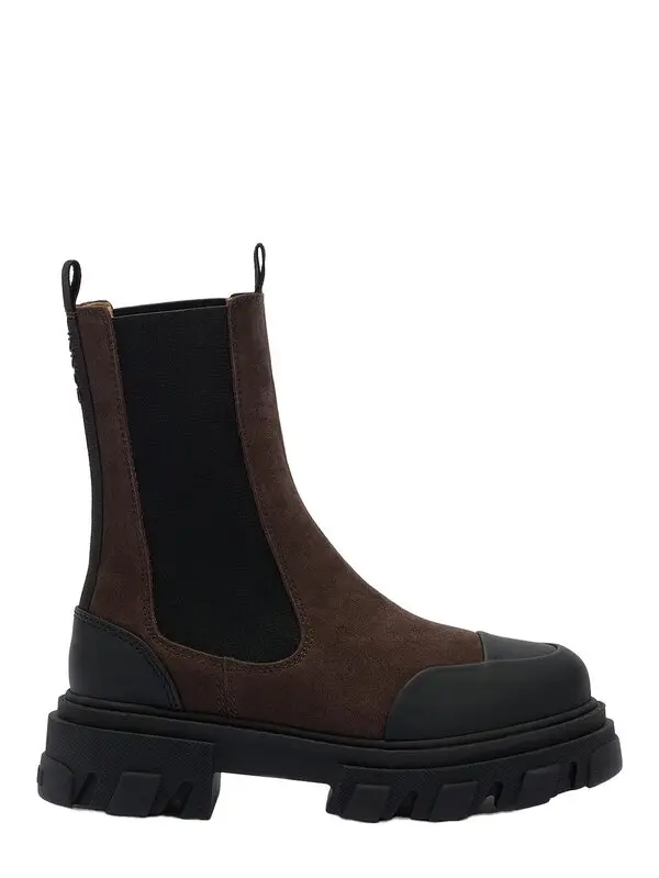GANNI Cleated Mid Chelsea Boots - Brown