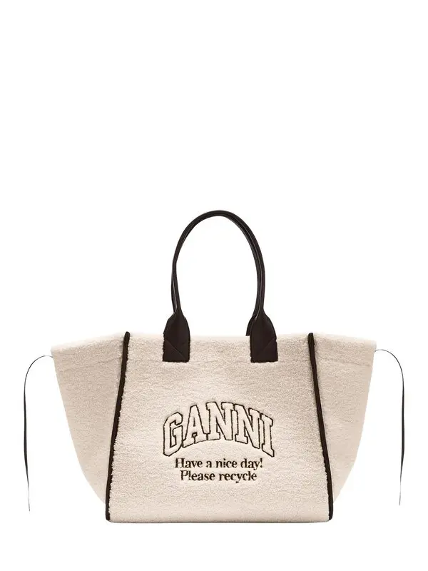 GANNI Shearling Xxl Tote - White