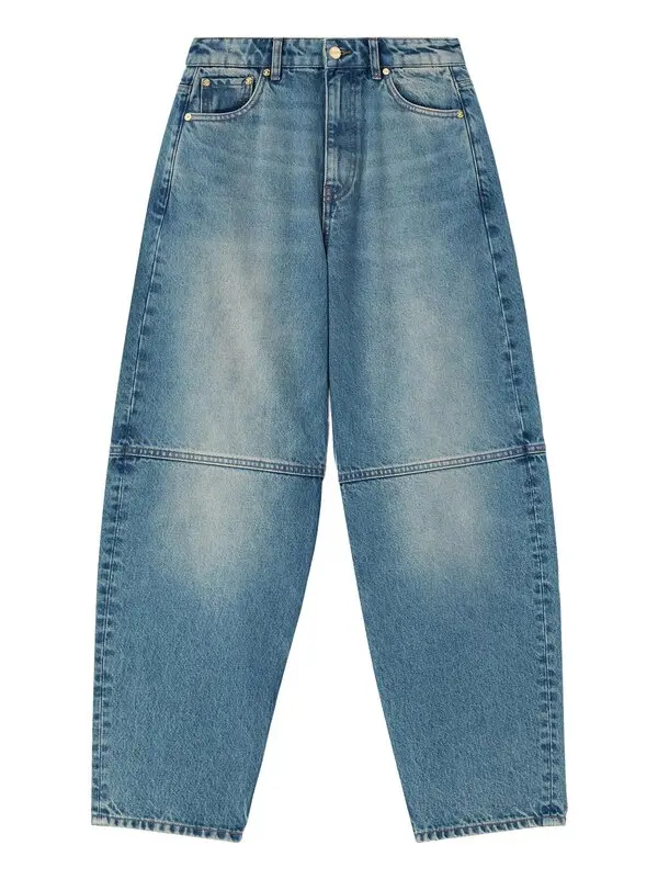 GANNI Mid-rise Barrel Leg Jeans - Blue