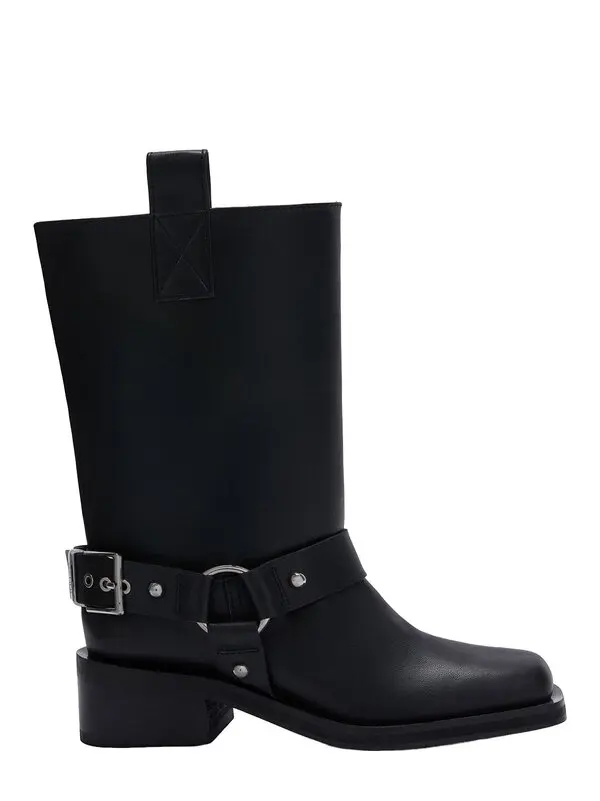 GANNI Mid-shaft Biker Boots - Black
