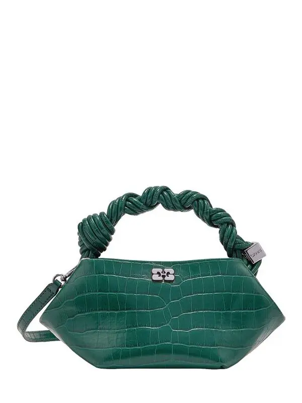 GANNI Croco Patent Mini Bou Bag - Green