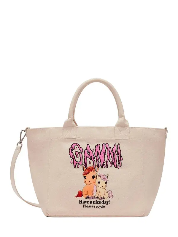 GANNI Printed Shopper - White