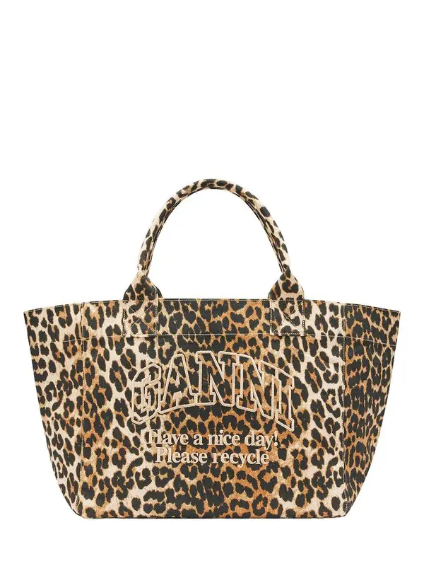 GANNI Leopard Print Medium Tote - Brown