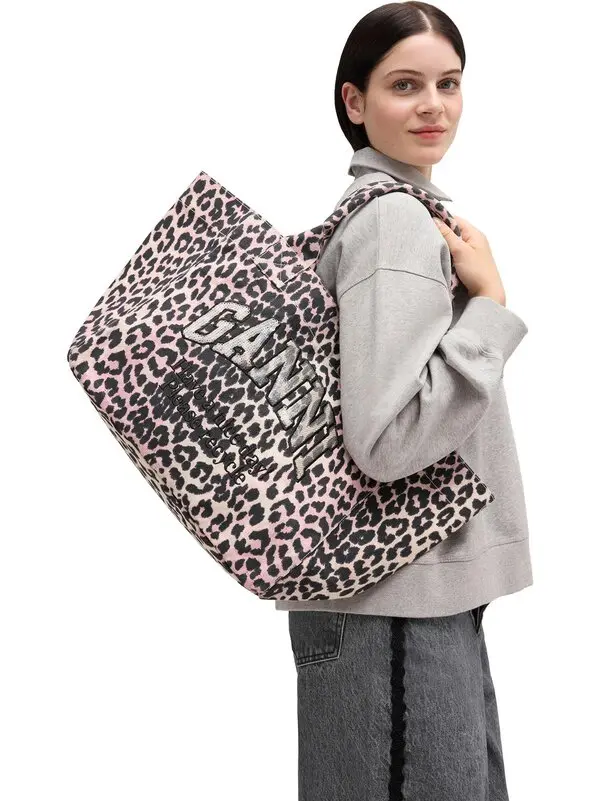 GANNI Leopard Medium Tote - Pink