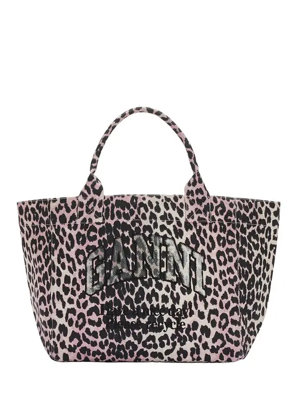 GANNI Leopard Printed Medium Tote - Pink