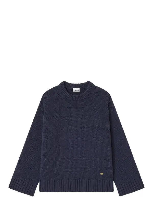 GANNI Wool Mix Sweater - Navy