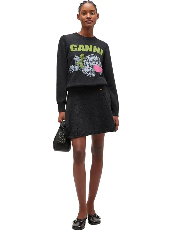 GANNI Mini Wool Skirt - Mixed