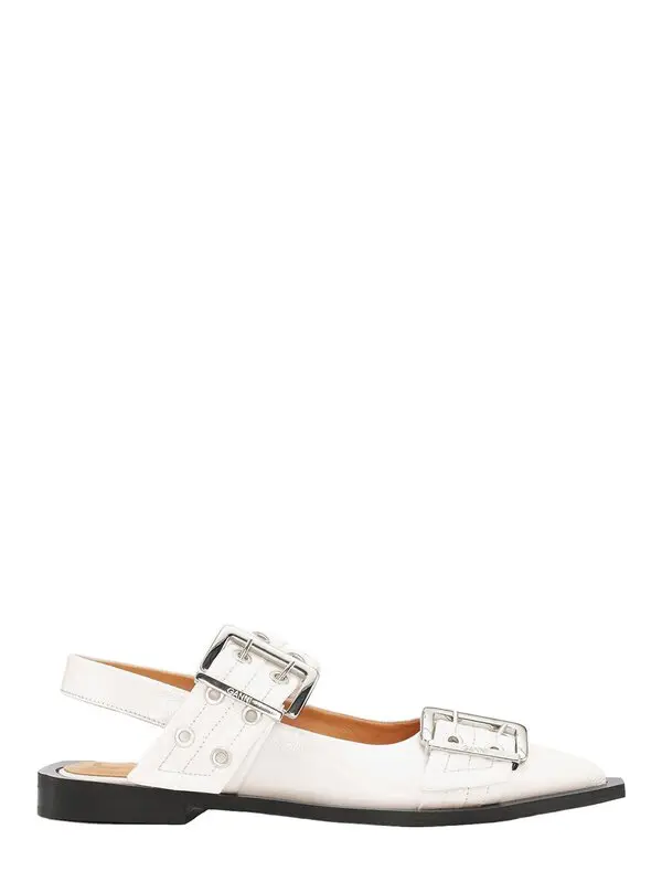 GANNI Buckle Ballerinas - White