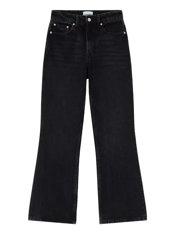GANNI Betzy Cropped Bootcut Jeans - Black