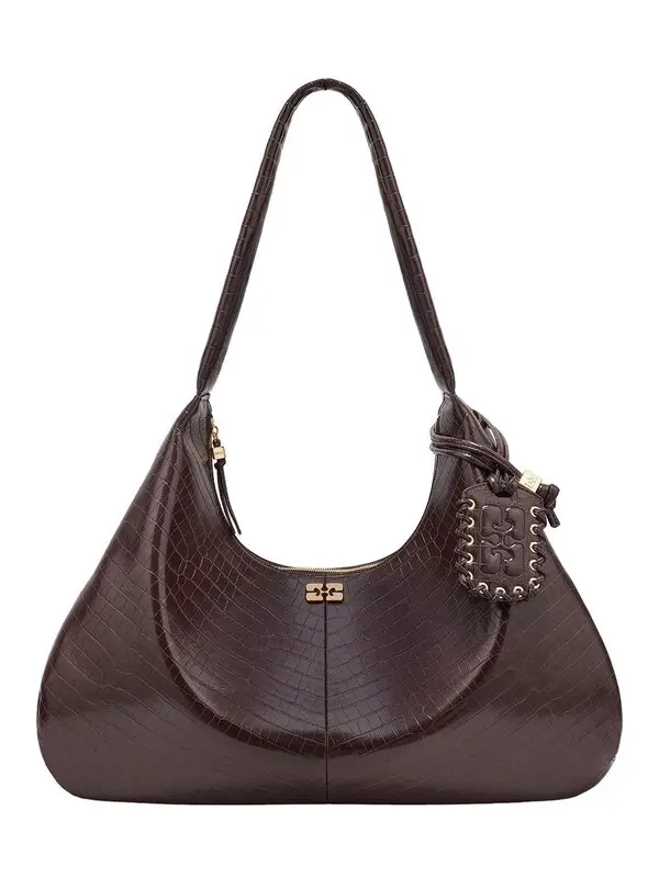 GANNI Xxl Croco Hobo Bag - Brown