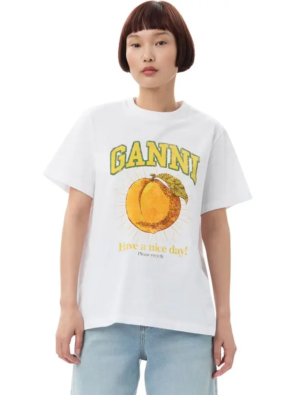 GANNI Relaxed Fit Graphic T-shirt - White