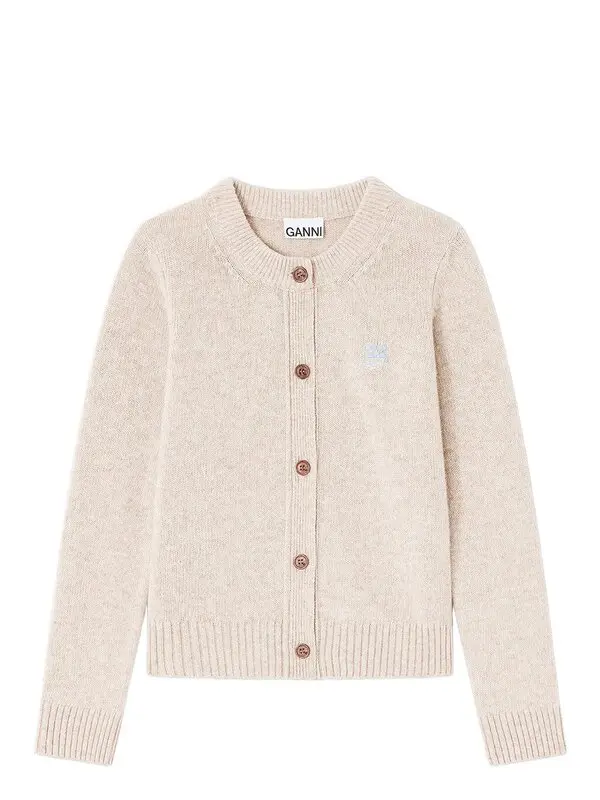 GANNI Wool Mix Cardigan - Beige