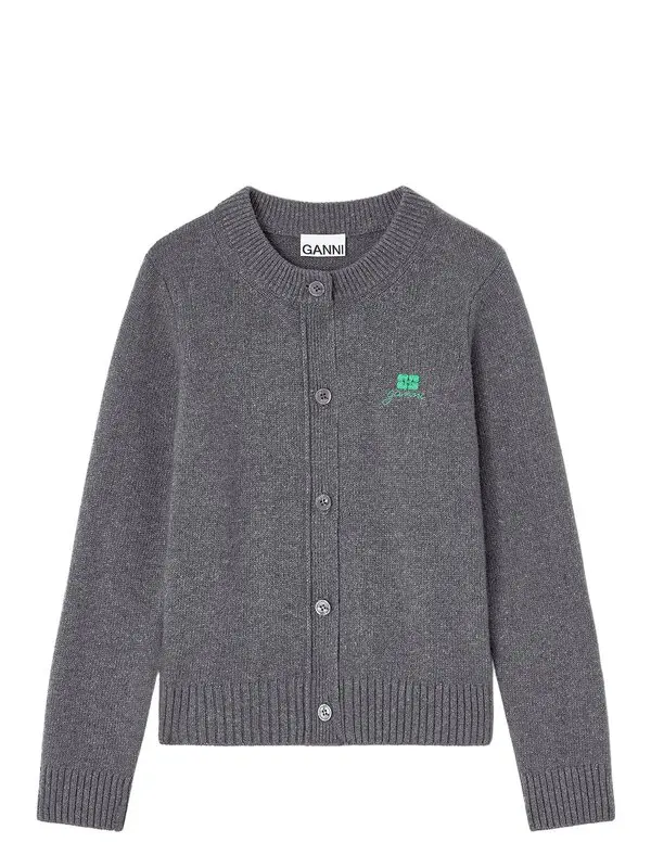 GANNI Wool Mix Cardigan - Grey