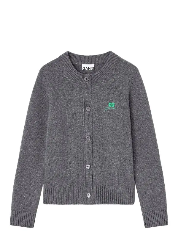 GANNI Wool Mix Cardigan - Grey