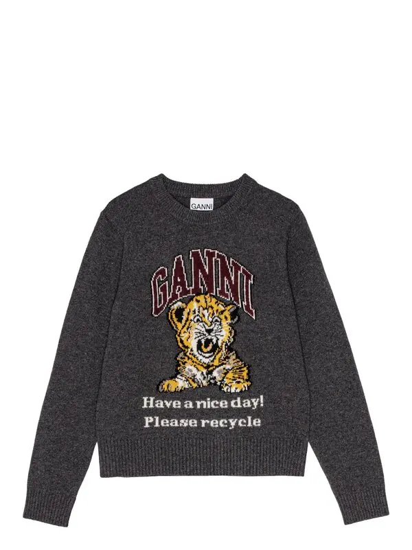 GANNI Graphic Tiger Sweater - Grey
