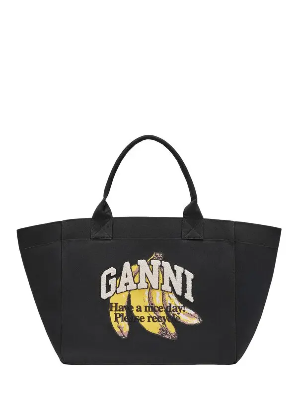 GANNI Xxl Banana Print Tote - Black
