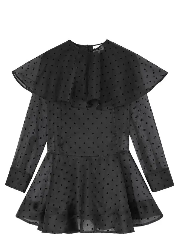 GANNI Organza Circle Collar Dress - Black