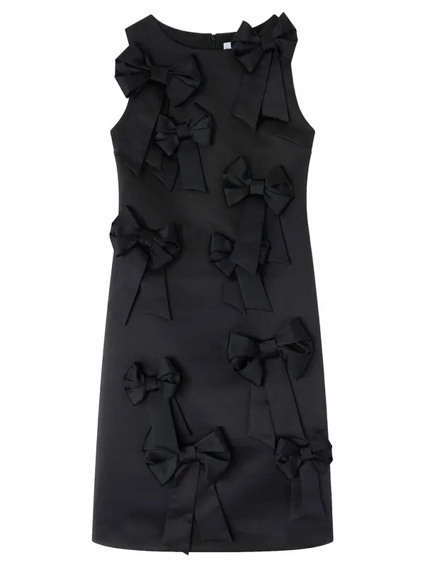 GANNI Satin Bow Dress - Black