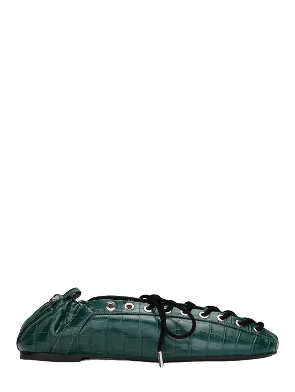 GANNI Lace-up Ballerinas - Green