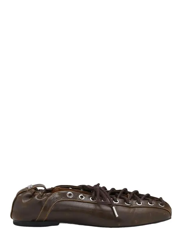 GANNI Lace-up Ballerinas - Green