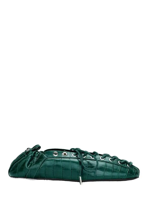 GANNI Lace-up Ballerinas - Green