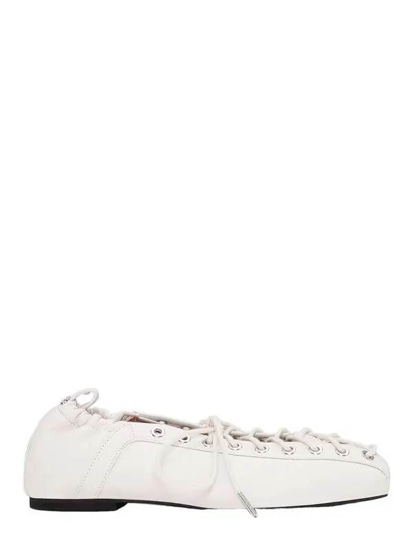 GANNI Lace-up Ballerinas - White