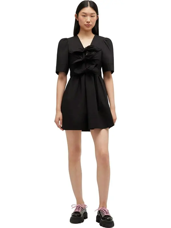 GANNI Cotton Mini Dress - Black