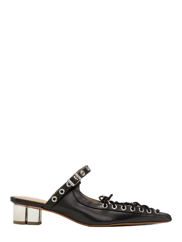 GANNI Lace-up Mules - Black