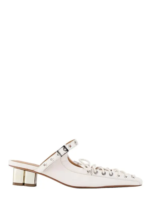 GANNI Lace-up Mules - White