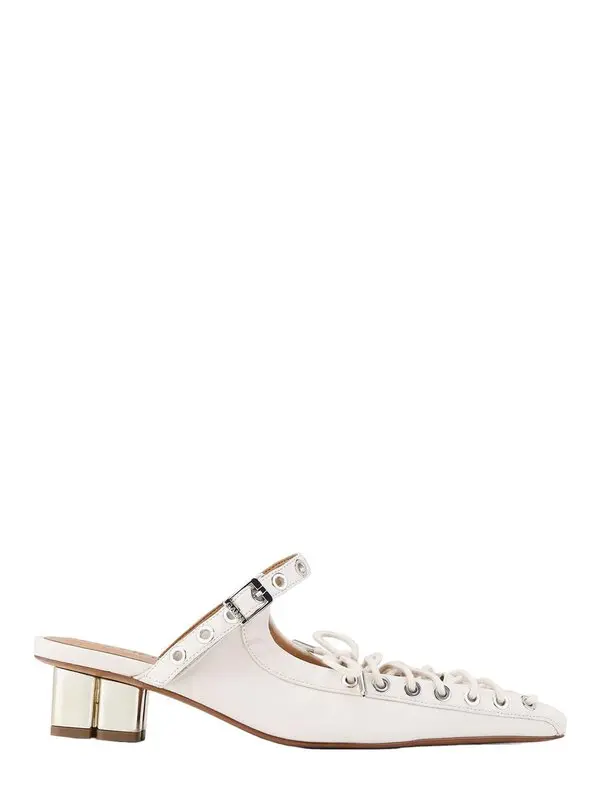 GANNI Lace-up Mules - White