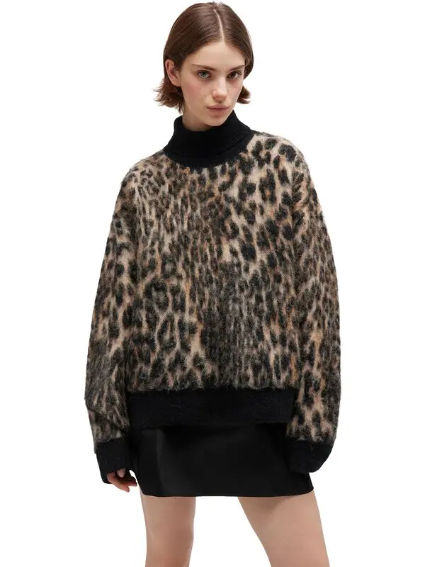 GANNI Leopard Print High-neck Sweater - Mixed