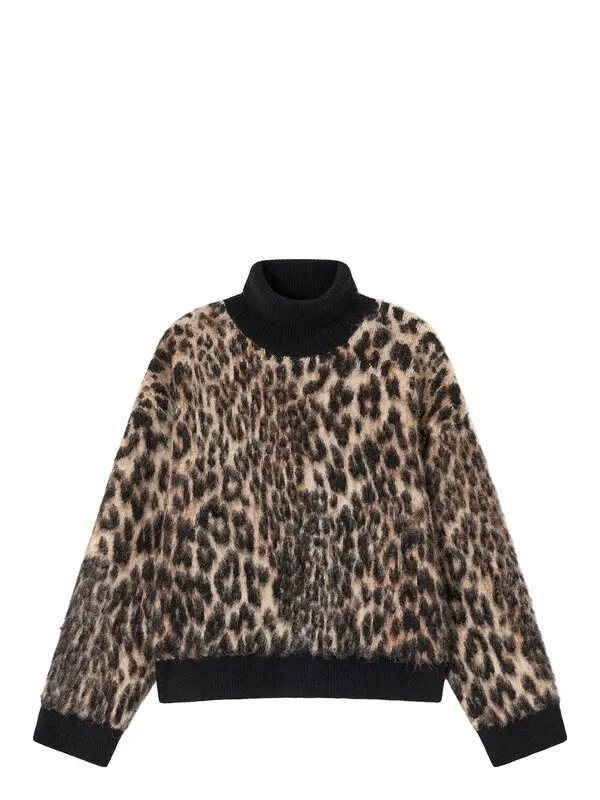 GANNI Leopard Print High-neck Sweater - Mixed