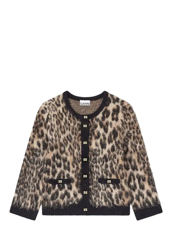 GANNI Leopard V-neck Cardigan - Mixed