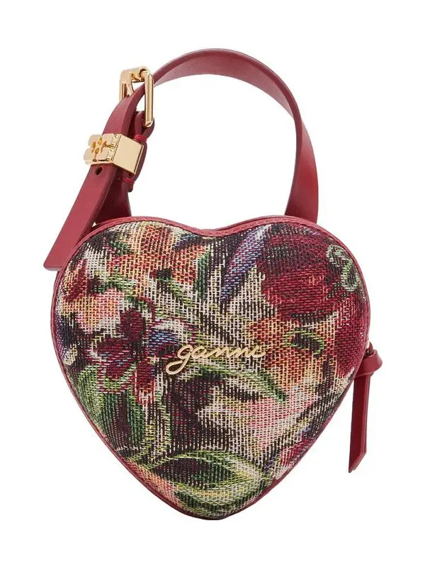 GANNI Tapestry Nano Heart Bag - Red