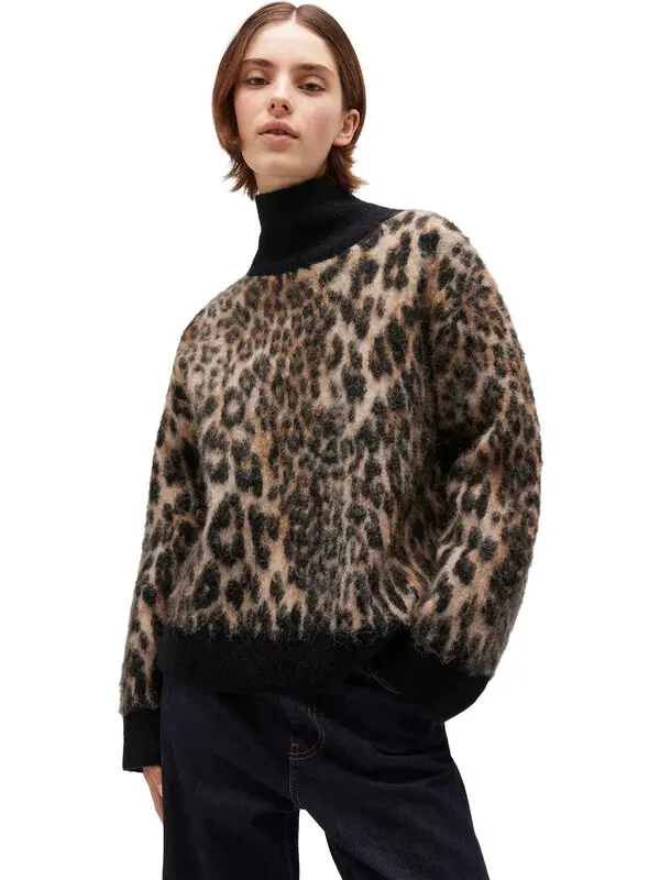 GANNI Leopard Printed Open Back Sweater - Mixed