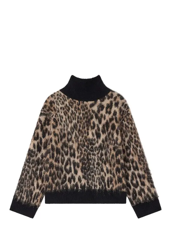 GANNI Leopard Printed Open Back Sweater - Mixed