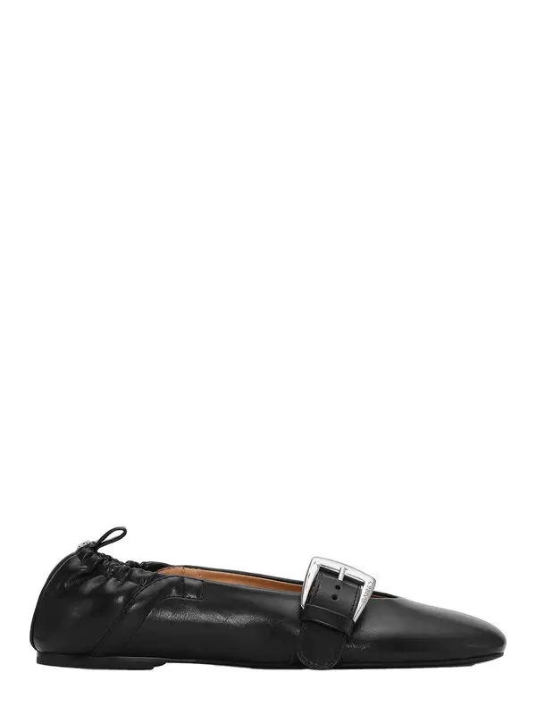 GANNI Buckle Strap Ballerinas - Black