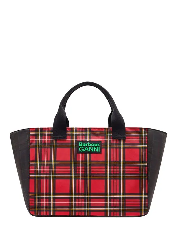 GANNI X Barbour Tartan Tote - Green